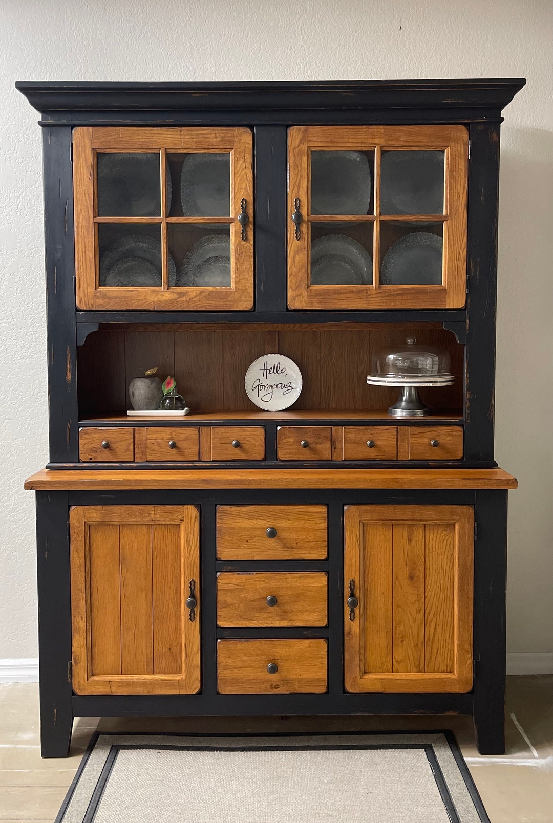 Farmhouse Hutch Buffet/vintage Hutch/black Hutch/french Country/modern ...