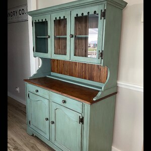 Farmhouse Hutch Buffet/vintage Hutch/blue Hutch/teal Hutch/french ...