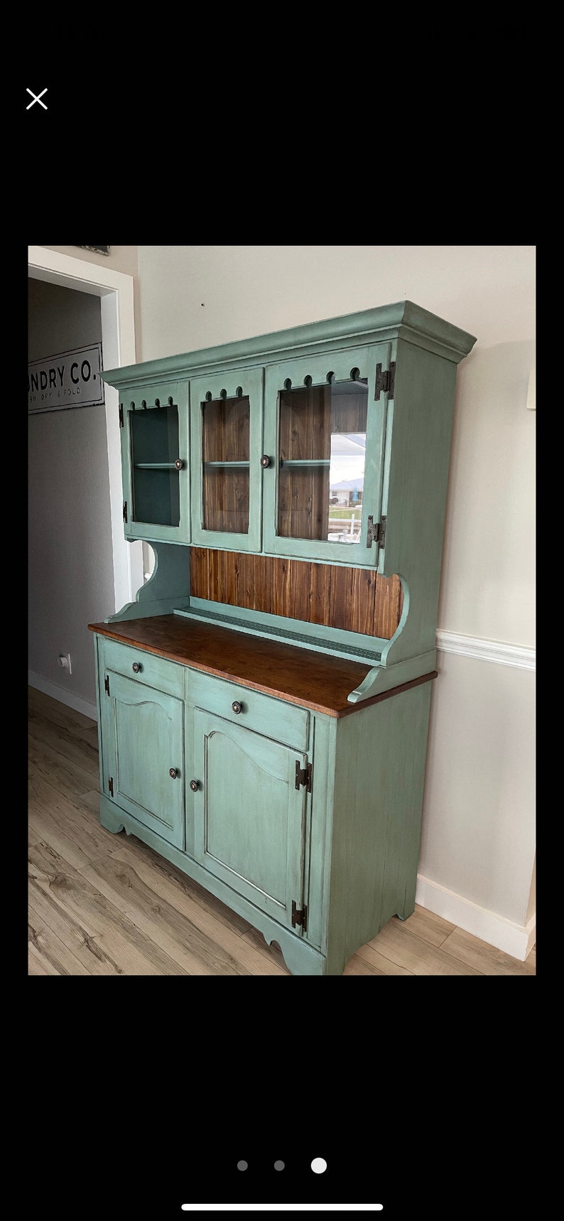 Farmhouse Hutch Buffet/vintage Hutch/blue Hutch/teal Hutch/french ...