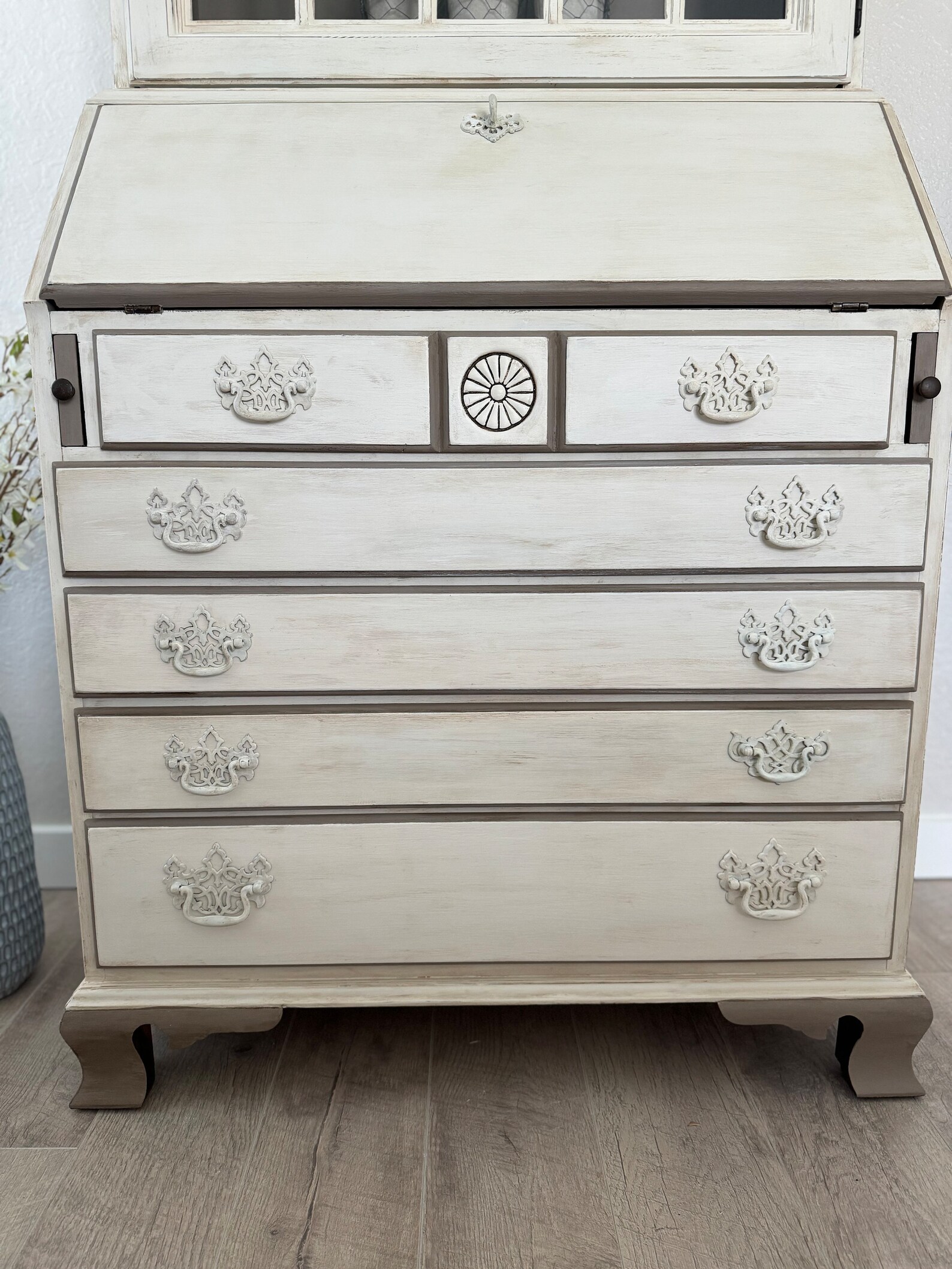 Secretary Desk/secretary China Cabinet/painted Secretary Desk/farmhouse ...