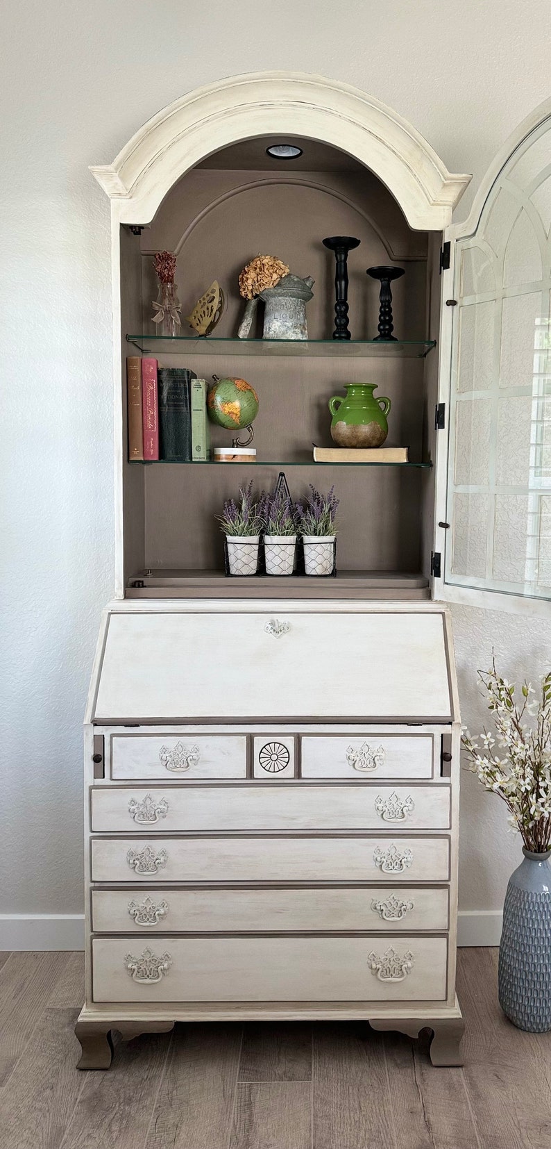 Secretary Desk/secretary China Cabinet/painted Secretary Desk/farmhouse ...