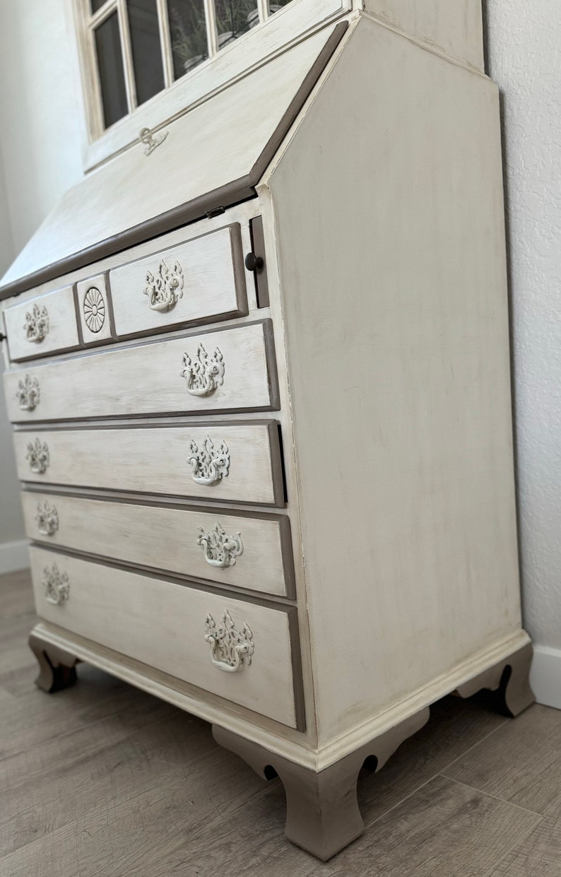 Secretary Desk/secretary China Cabinet/painted Secretary Desk/farmhouse ...