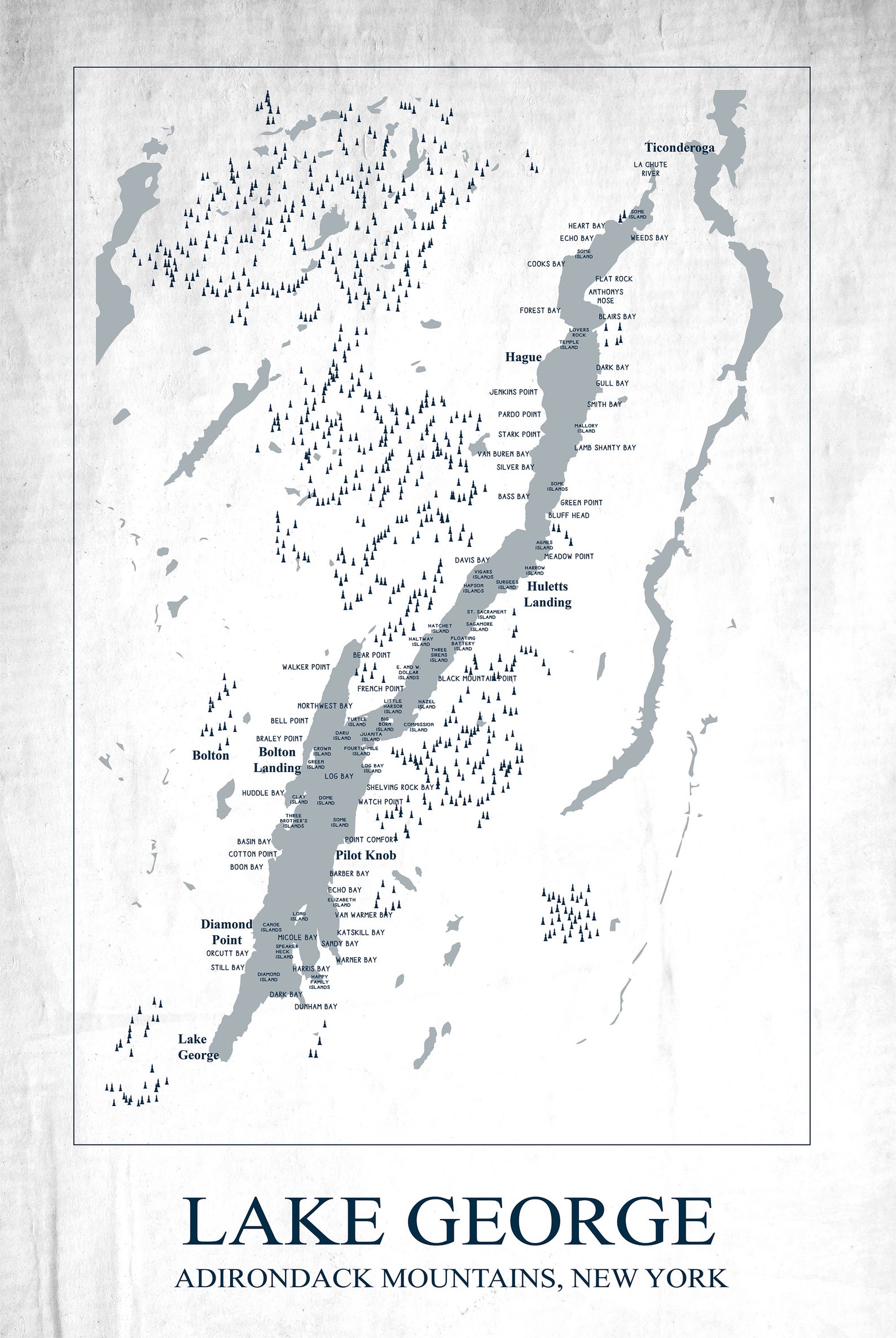Lake George Hand Drawn Map - Etsy