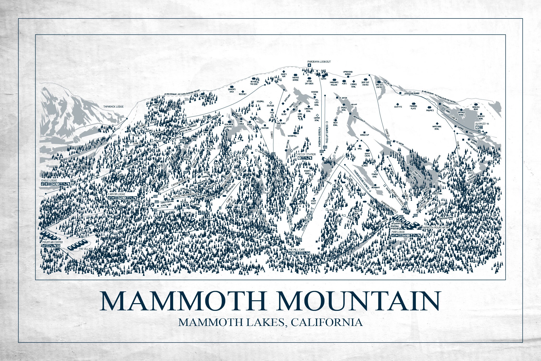 Mammoth Mountain Hand Drawn Trail Map - Etsy