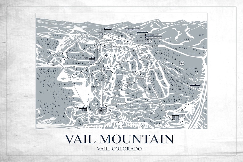 Vail Mountain Hand Drawn Summer Trail Map - Etsy