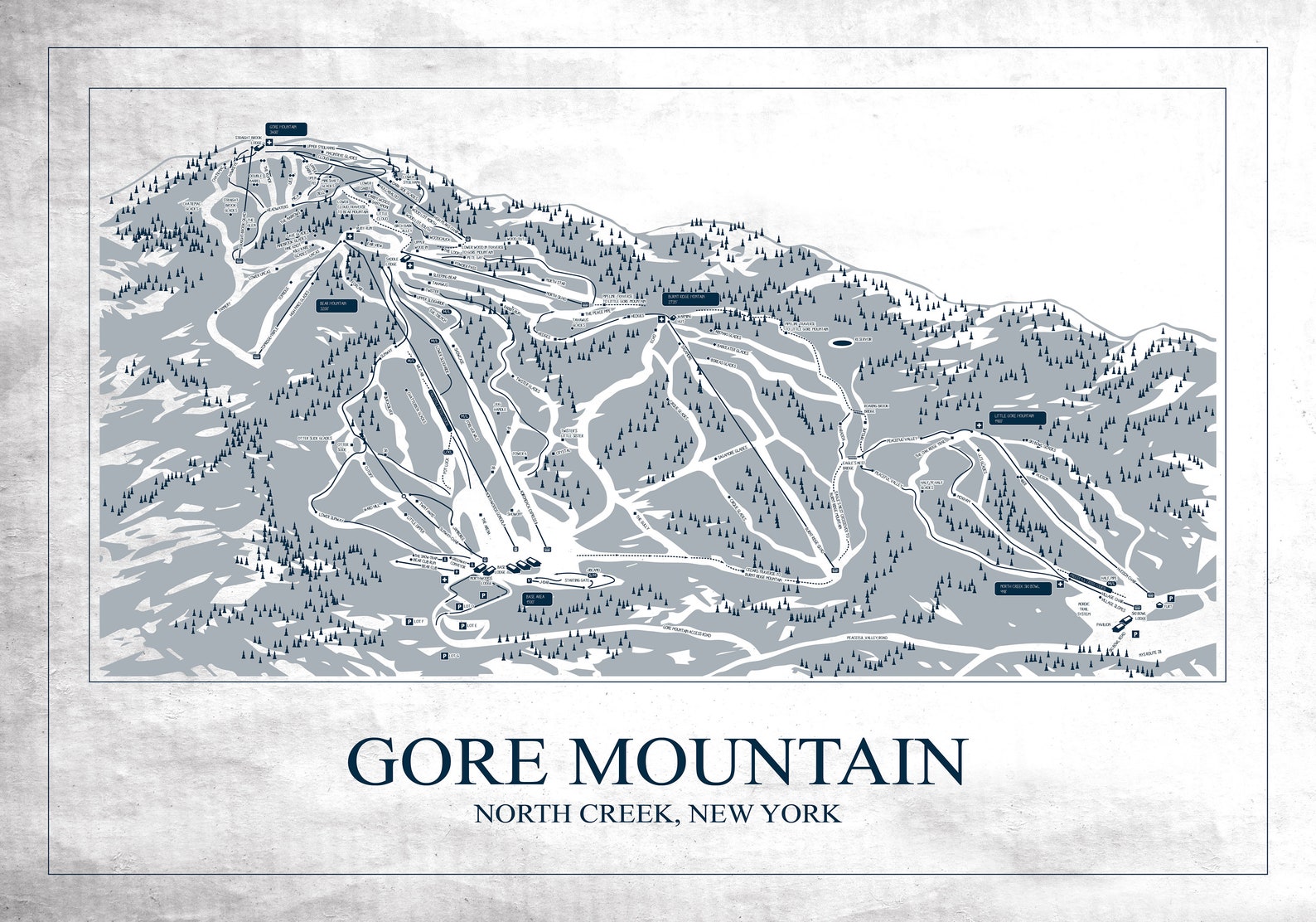 Gore Mountain Hand Drawn Trail Map - Etsy