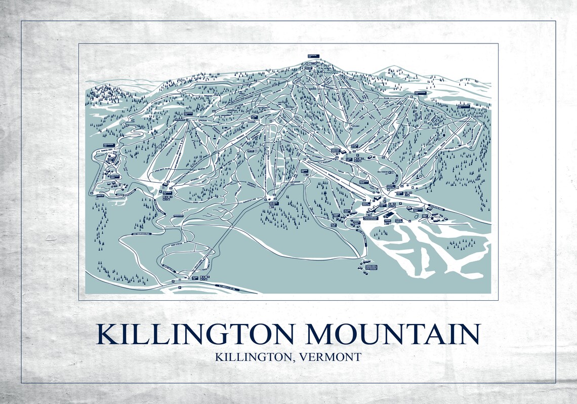 Killington Mountain Hand Drawn Trail Map - Etsy