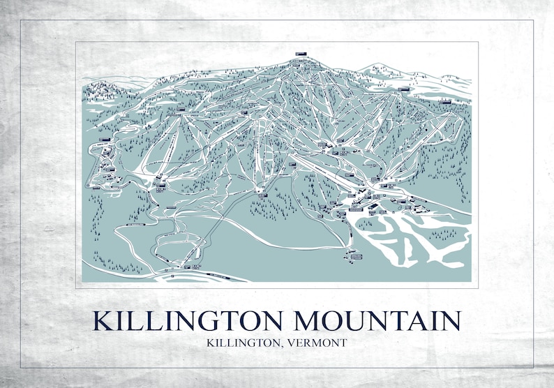 Killington Mountain Hand Drawn Trail Map - Etsy