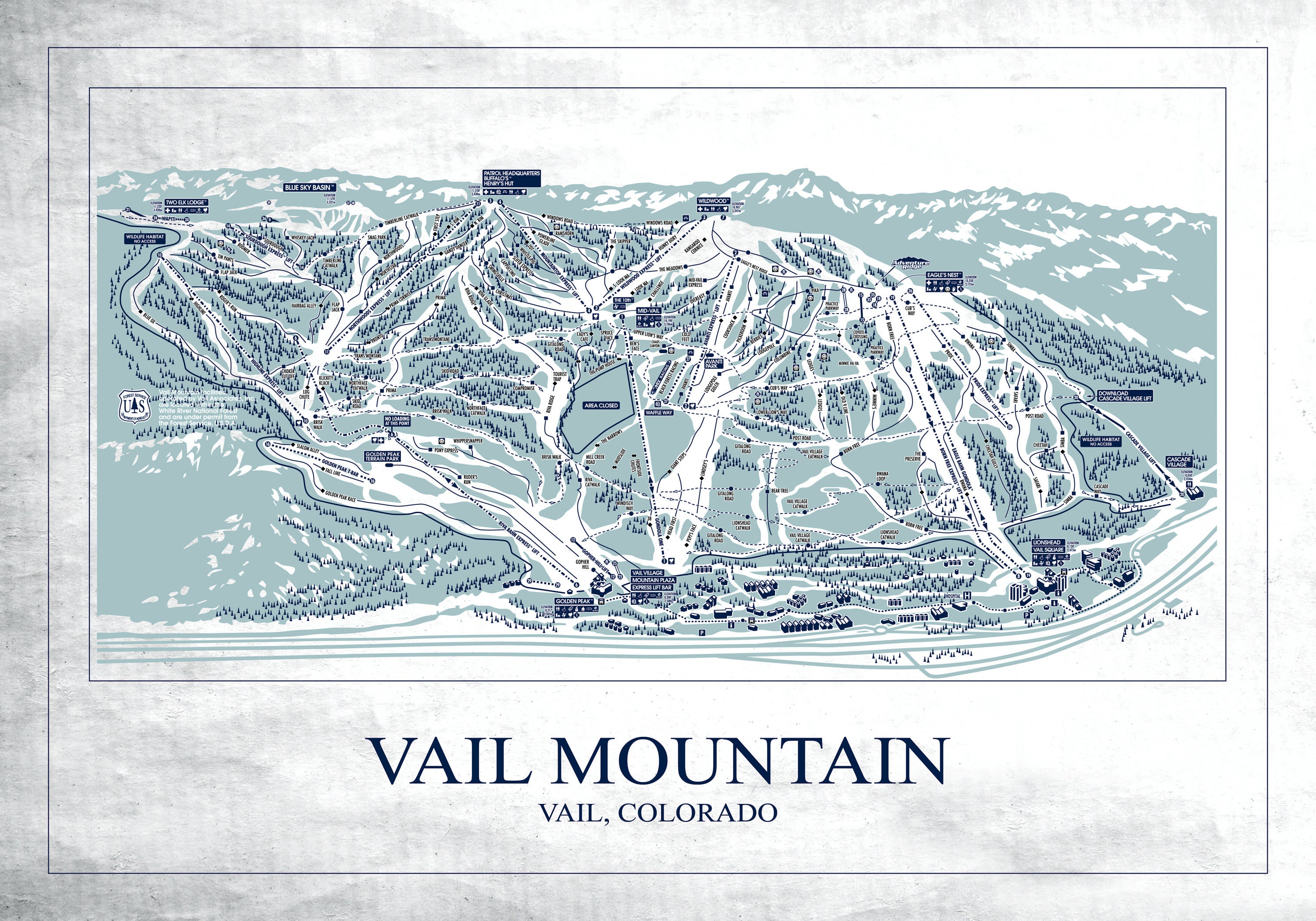 Vail Mountain Hand Drawn Trail Map - Etsy Canada