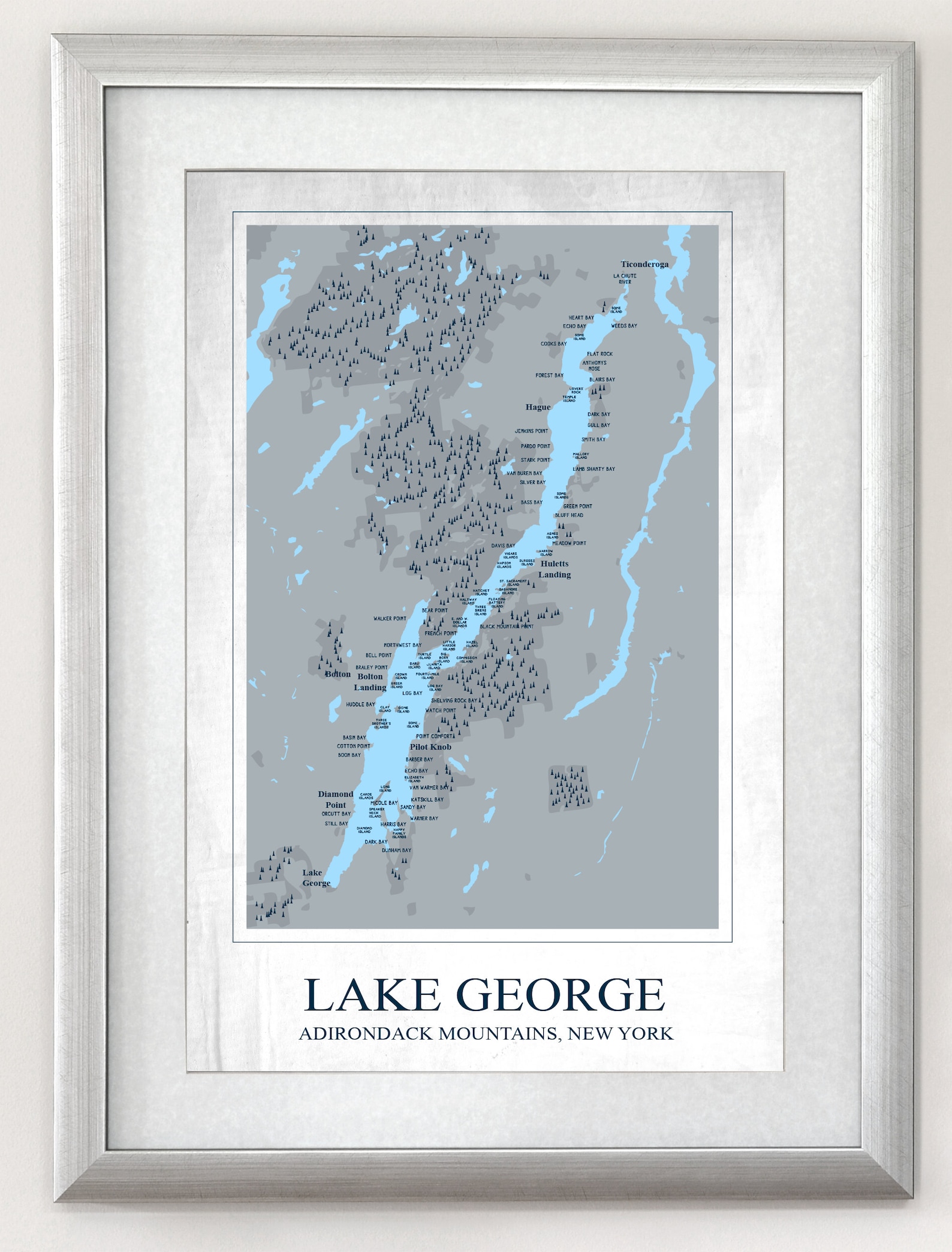 Lake George Hand Drawn Map - Etsy