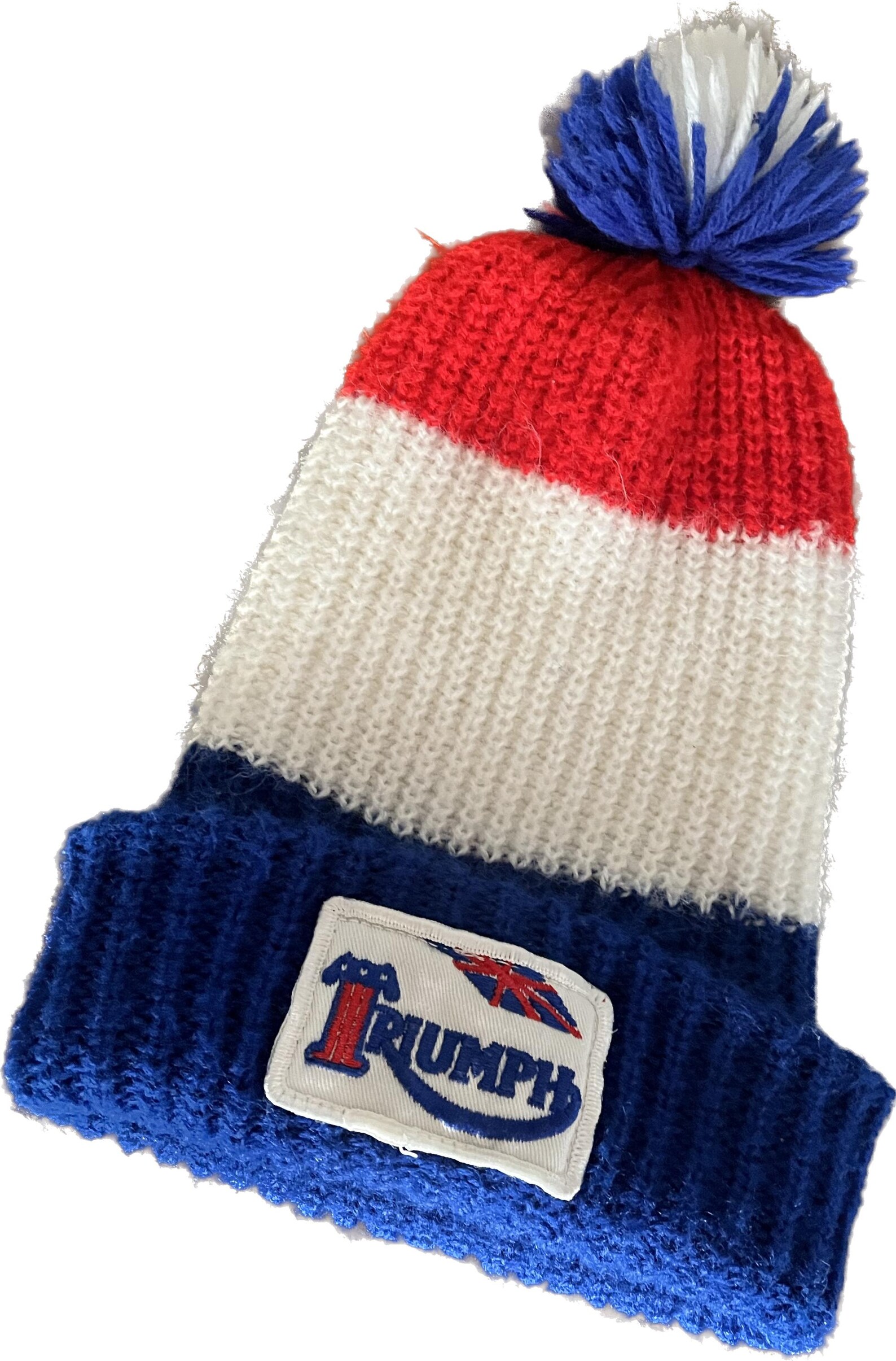 1970's Triumph Motors Wooly Chunky Knit Snowmobile Hat Ski Hat Vintage ...