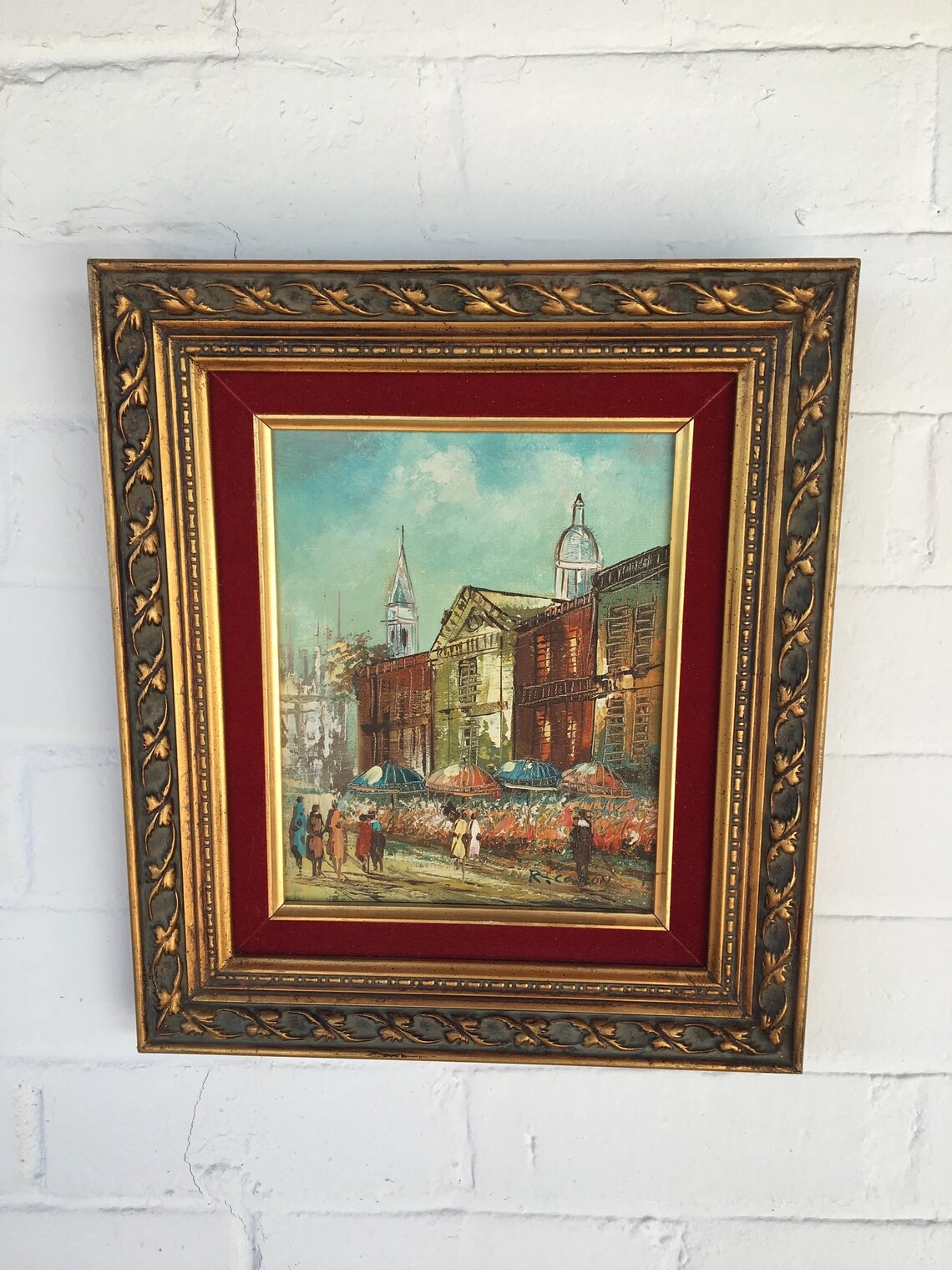 1960's R Caron Oil Street Scene Painting Original Art | Etsy