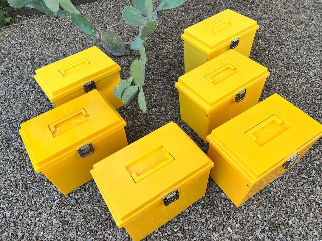 1970's Mod Yellow Expanding Portable Office Filer Boxes Mod Mcm File ...