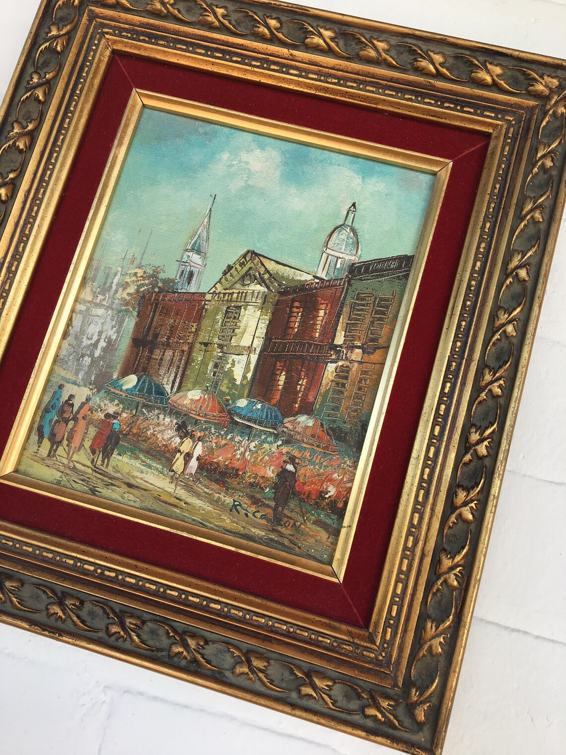 1960's R Caron Oil Street Scene Painting Original Art | Etsy