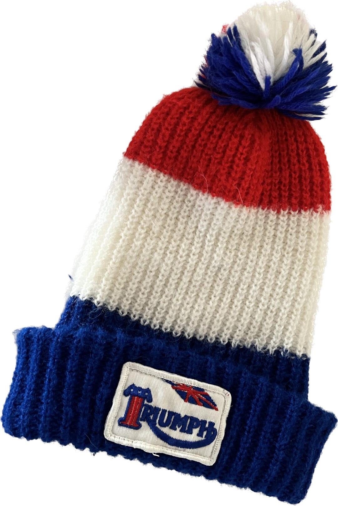 1970's Triumph Motors Wooly Chunky Knit Snowmobile Hat Ski Hat Vintage ...
