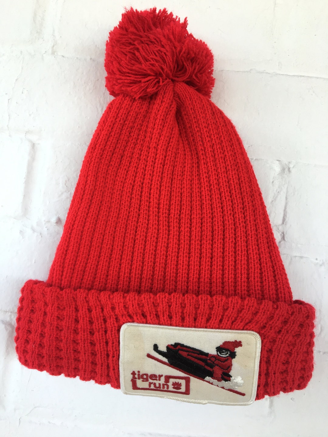 1970's Wooly Chunky Knit Snowmobile Hat Ski Hat Vintage Mod Snowboard ...