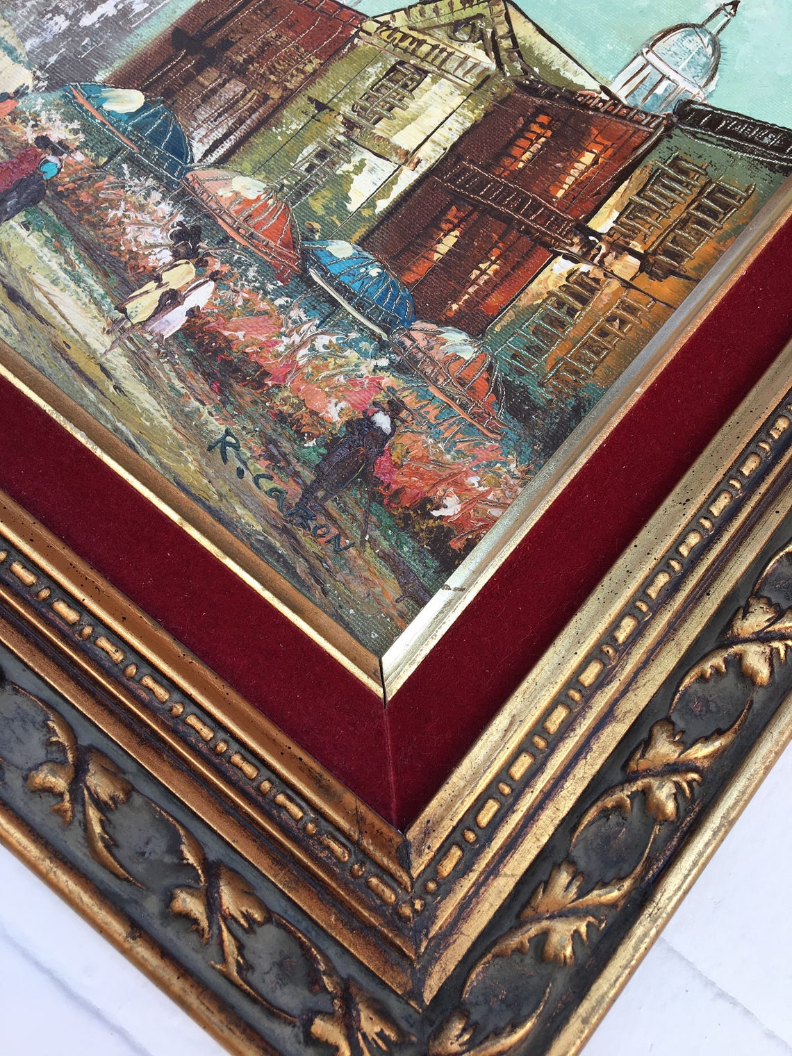 1960's R Caron Oil Street Scene Painting Original Art | Etsy