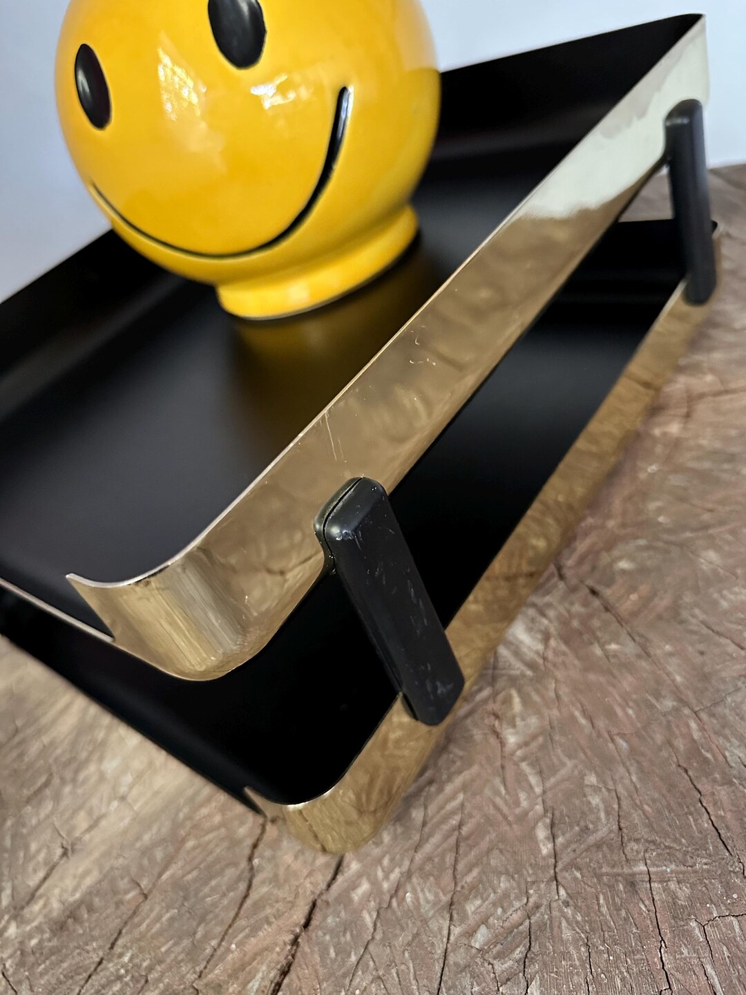 Vintage 80's Mod Desk Tray 2 Tier Brass + Black + EMPHASIS 6000 by ...