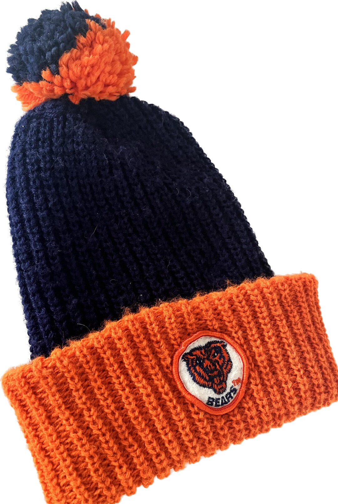 1970's Chunky Knit Nfl Chicago Bears Snowmobile Hat Ski Hat Vintage Mod ...
