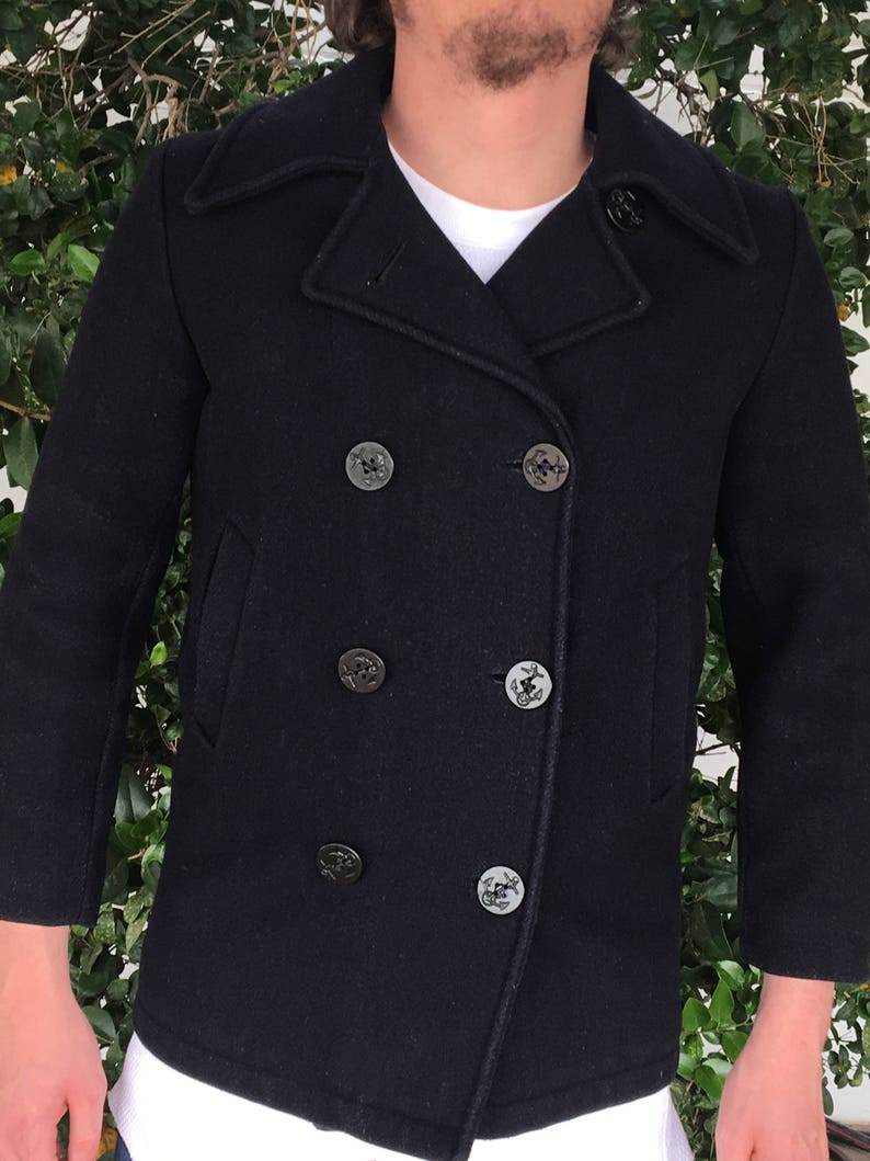 1970's U.S. 6 Button 1 Peacoat Sailor 100% Wool Military Navy Coat ...