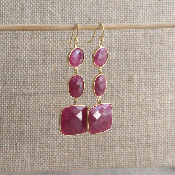 Pink Ruby Earrings - Etsy