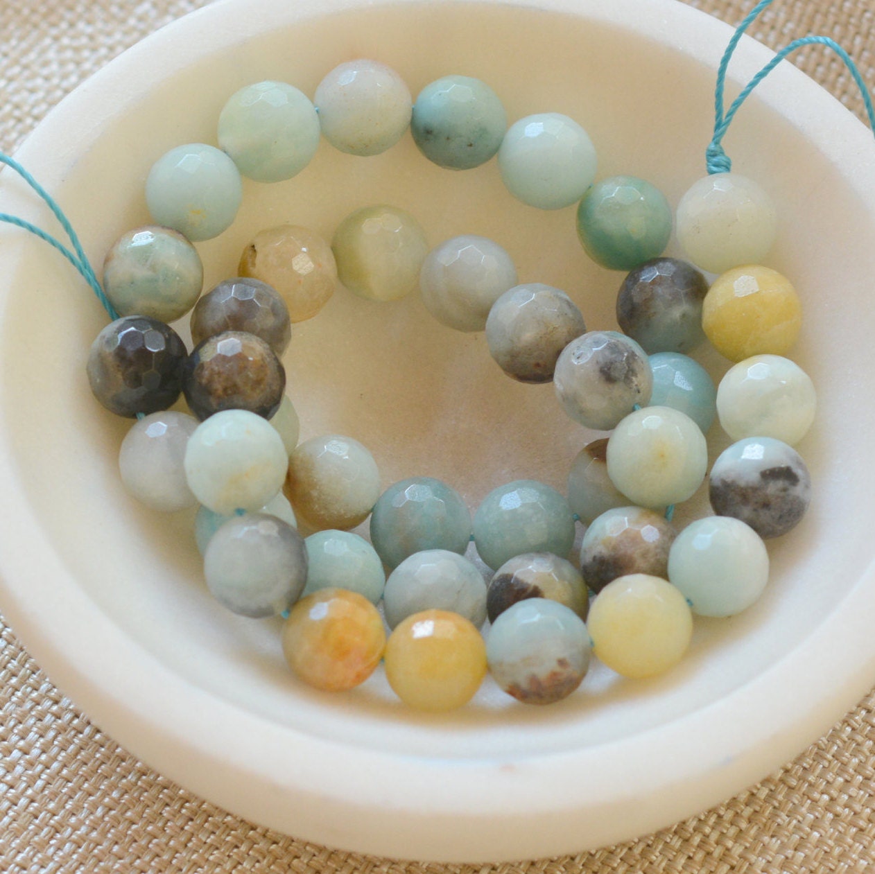 10mm Faceted Mixed Amazonite Beads Mixed Color Amazonite | Etsy