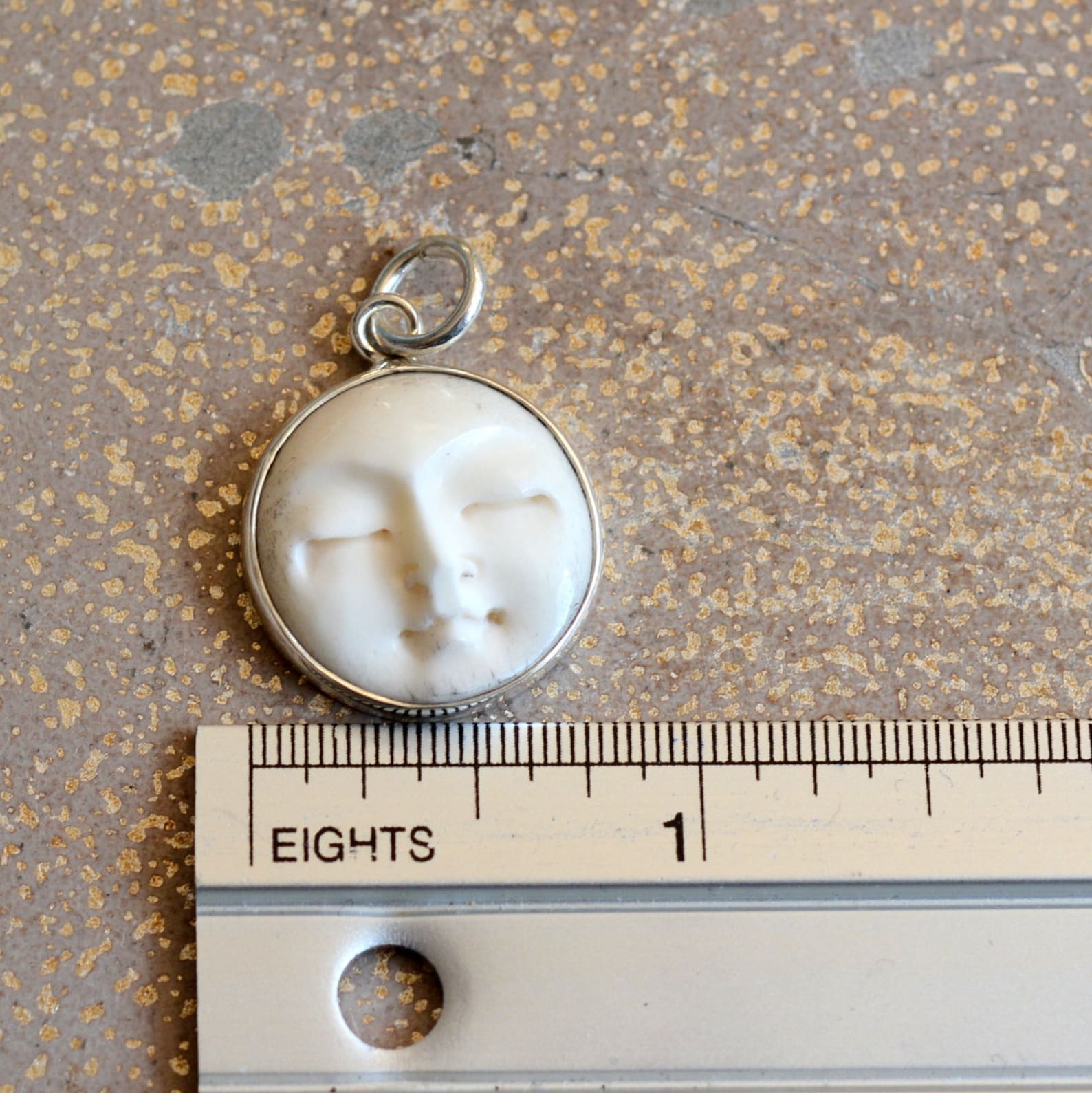 Carved Bone Moon Face Pendant Bone Pendant Sterling Silver - Etsy