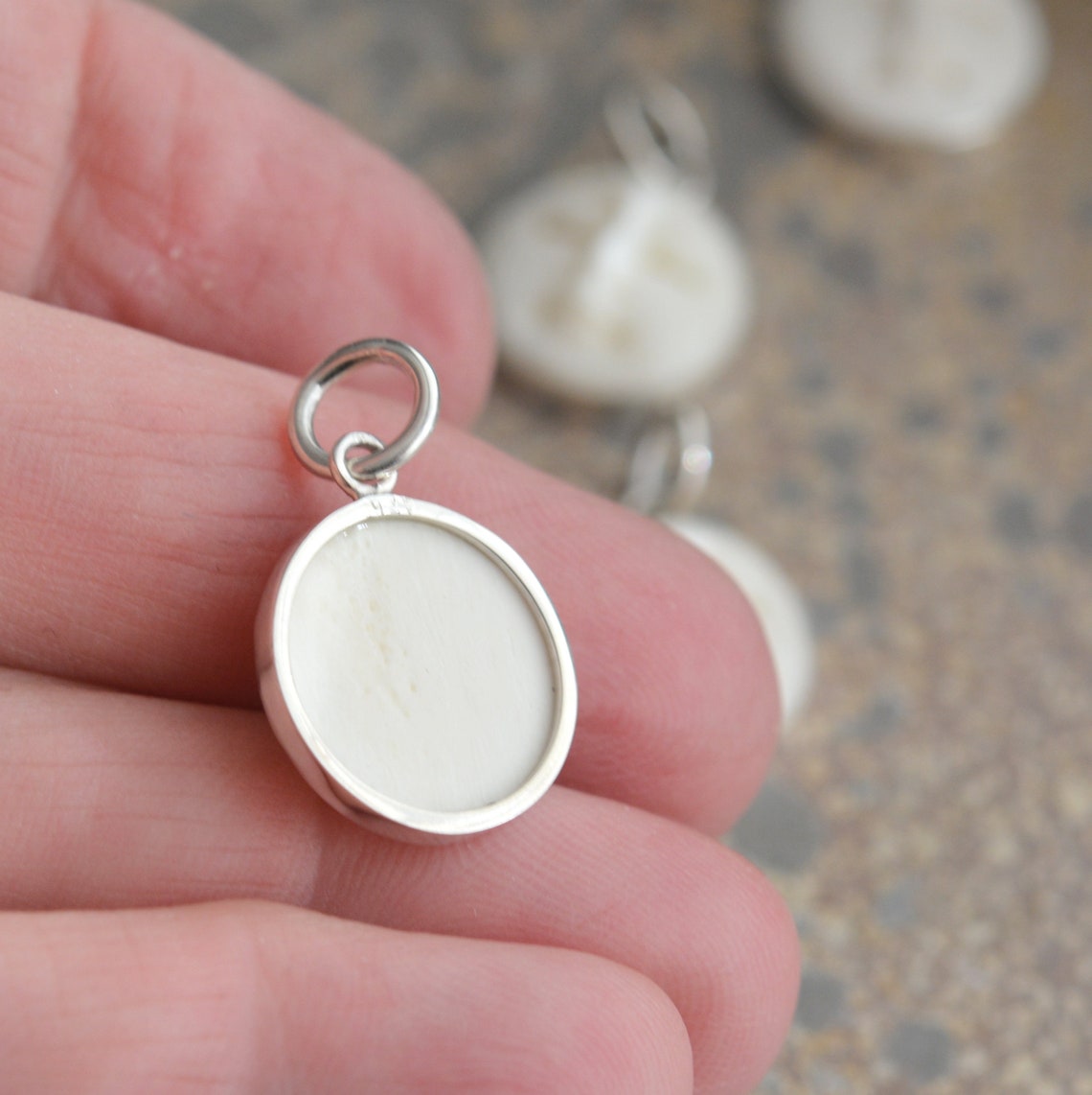 Hand Carved Bone Full Moon Face Pendant 15mm Handmade Bone - Etsy