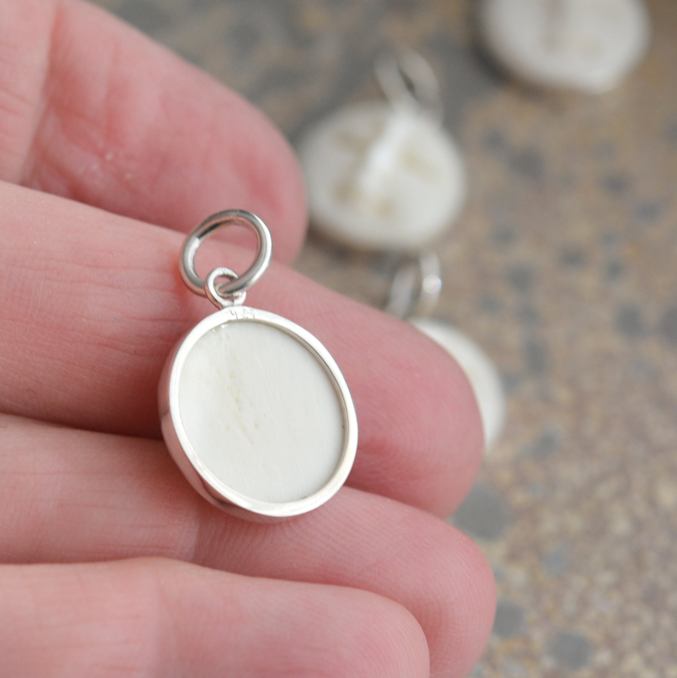 Hand Carved Bone Full Moon Face Pendant 15mm Handmade Bone - Etsy