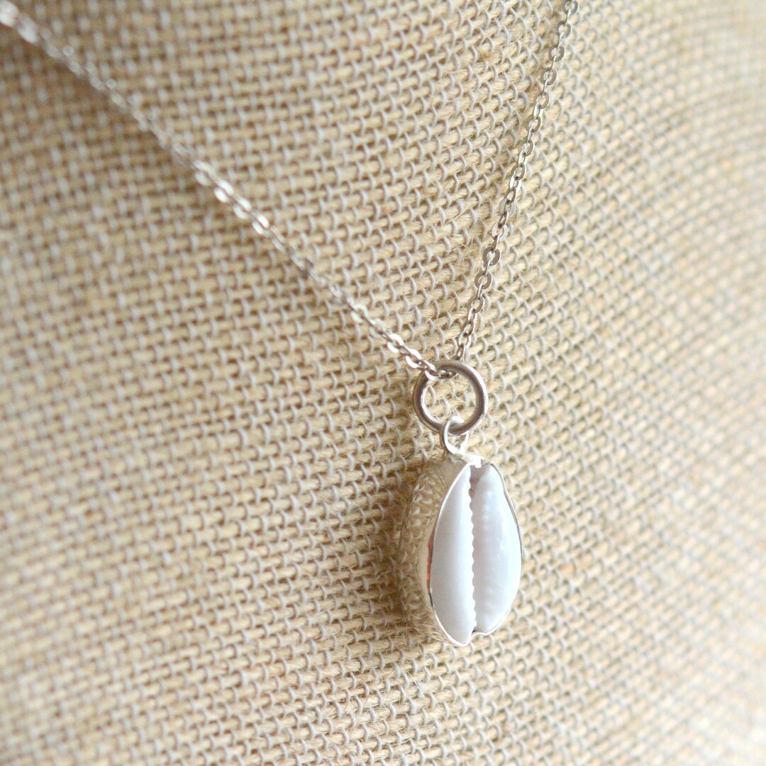 Cowrie Shell Necklace, Cowry Shell Pendant Necklace, Sparkly Sterling ...
