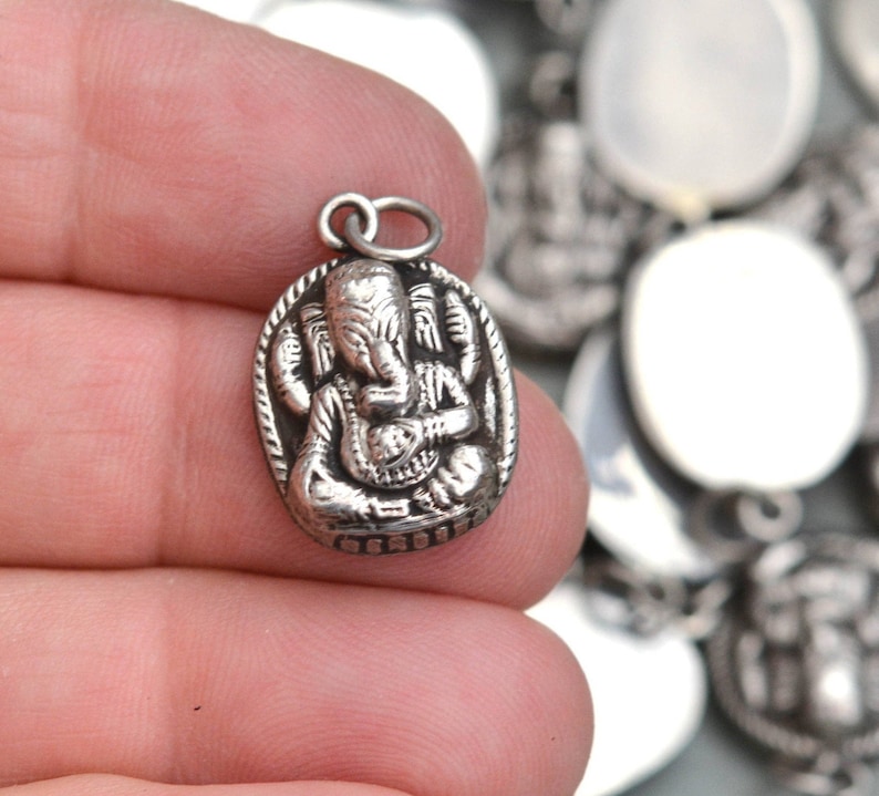 Sterling Silver Ganesh Pendants 15mm Ganesha Charms Nepal - Etsy
