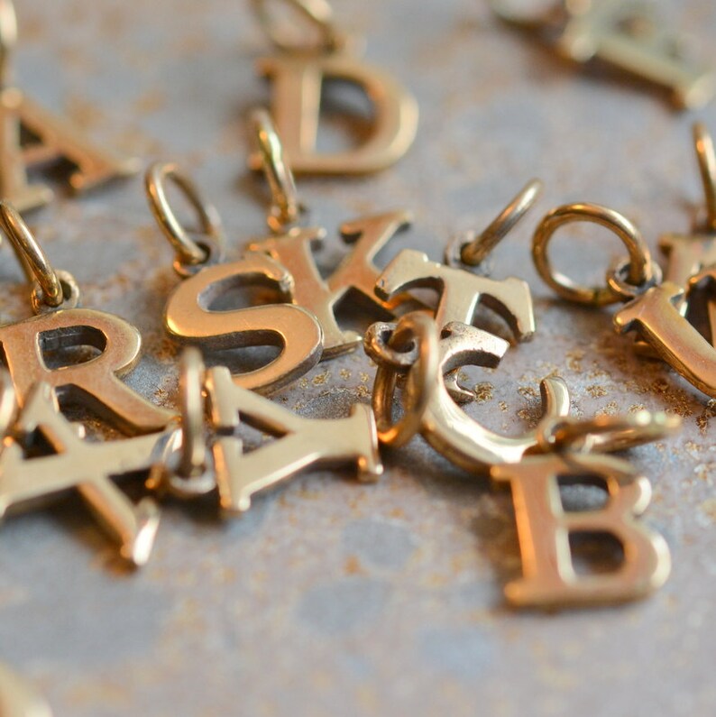 1 8mm Natural Bronze Initial Charm Personalized Letter | Etsy