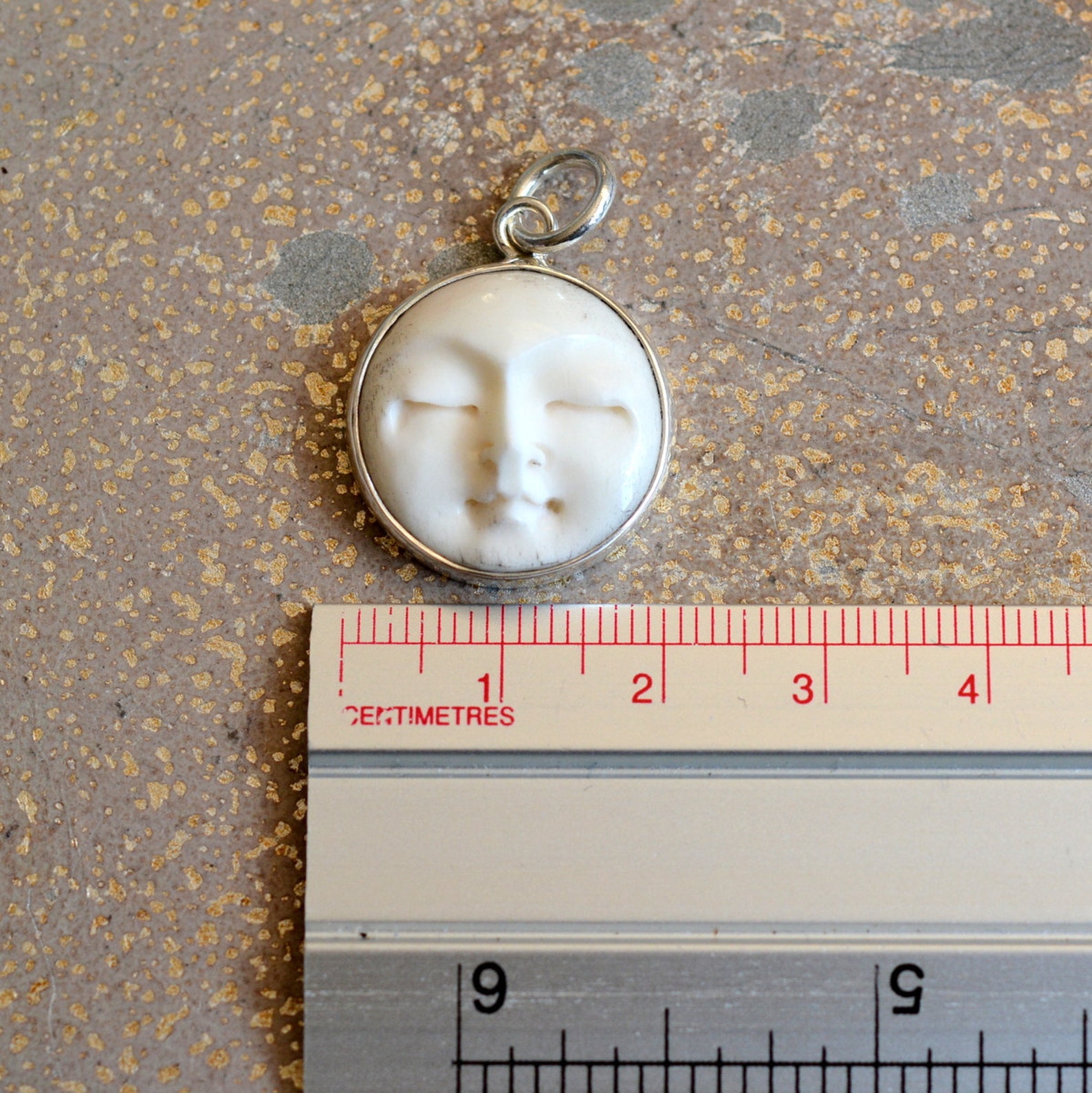 Sterling Silver Carved Bone Moon Face Pendants Moonface Bone - Etsy