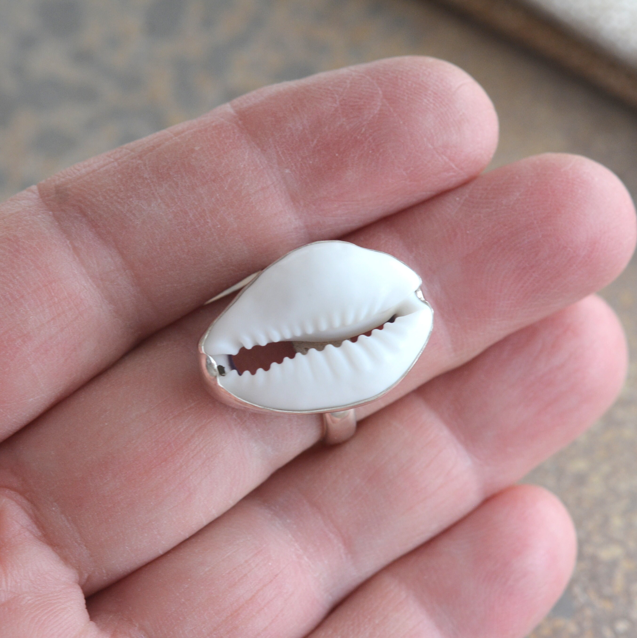 White Cowrie Shell Ring Cowry Shell Ring Beach Shell Ring | Etsy