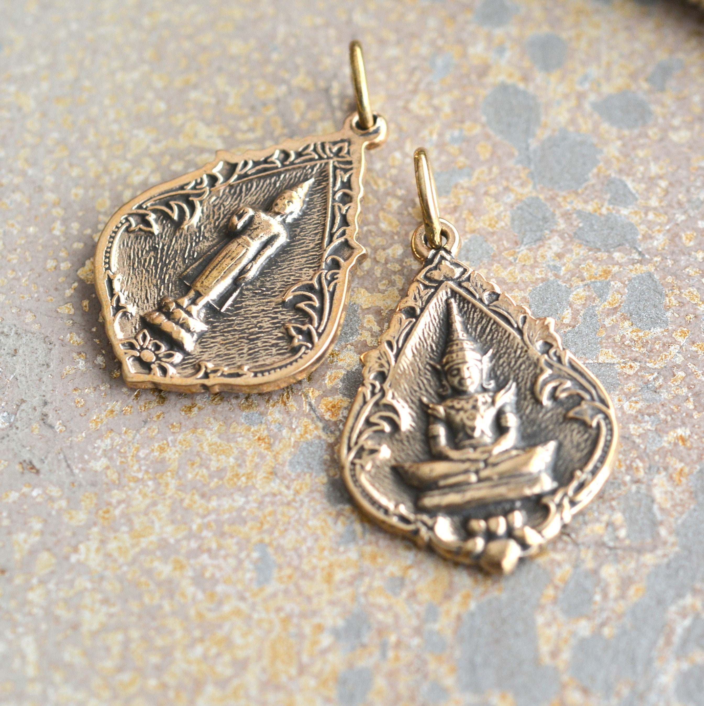 Thai Amulet Bronze Buddha Amulet Standing Buddha Buddhist | Etsy