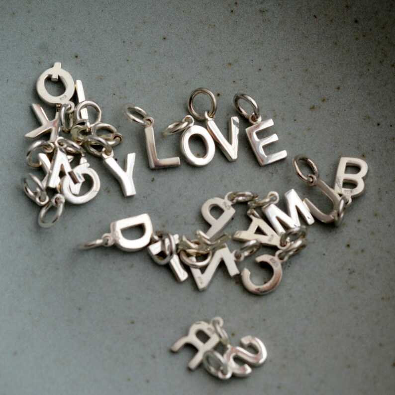Sterling Silver Initial Charm Alphabet Charms Letter Charms | Etsy