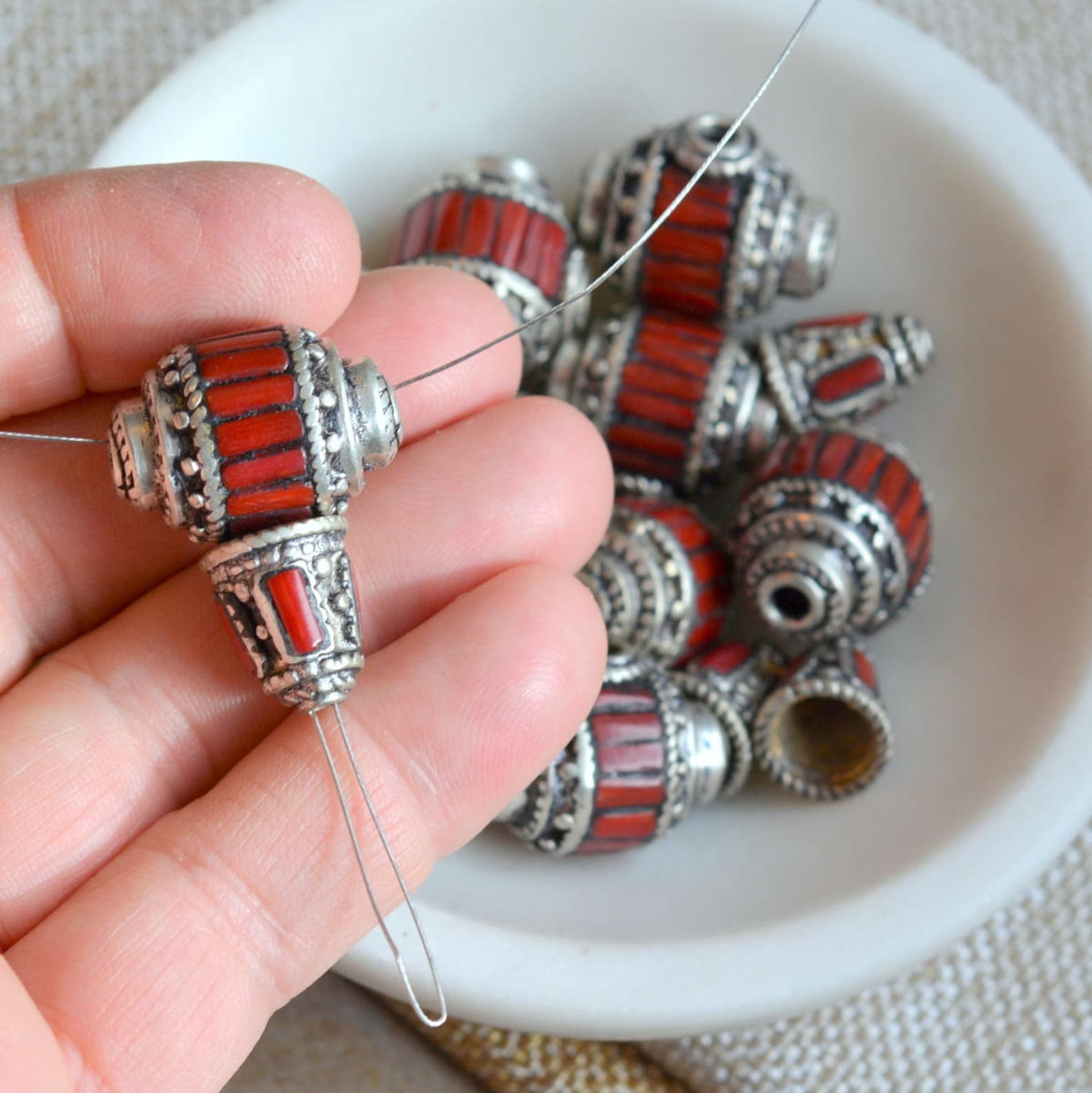 1 18mm Large Tibetan Mala Guru Beads Red Coral Mala Beads - Etsy.de