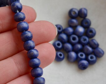 Blue Wood Beads - Etsy