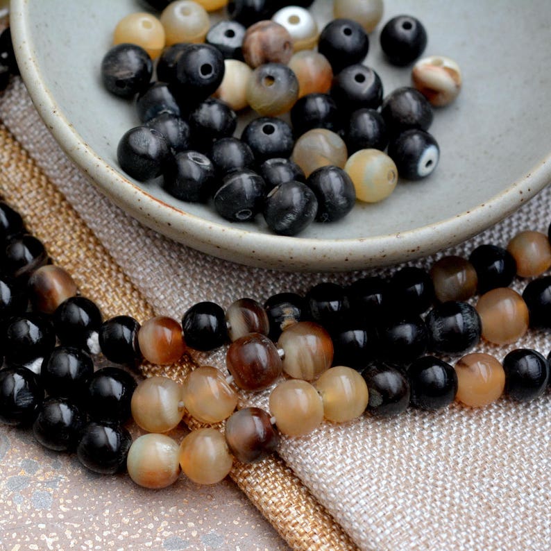 Horn Beads 10mm Round Buffalo Horn Beads Natural Horn Beads | Etsy