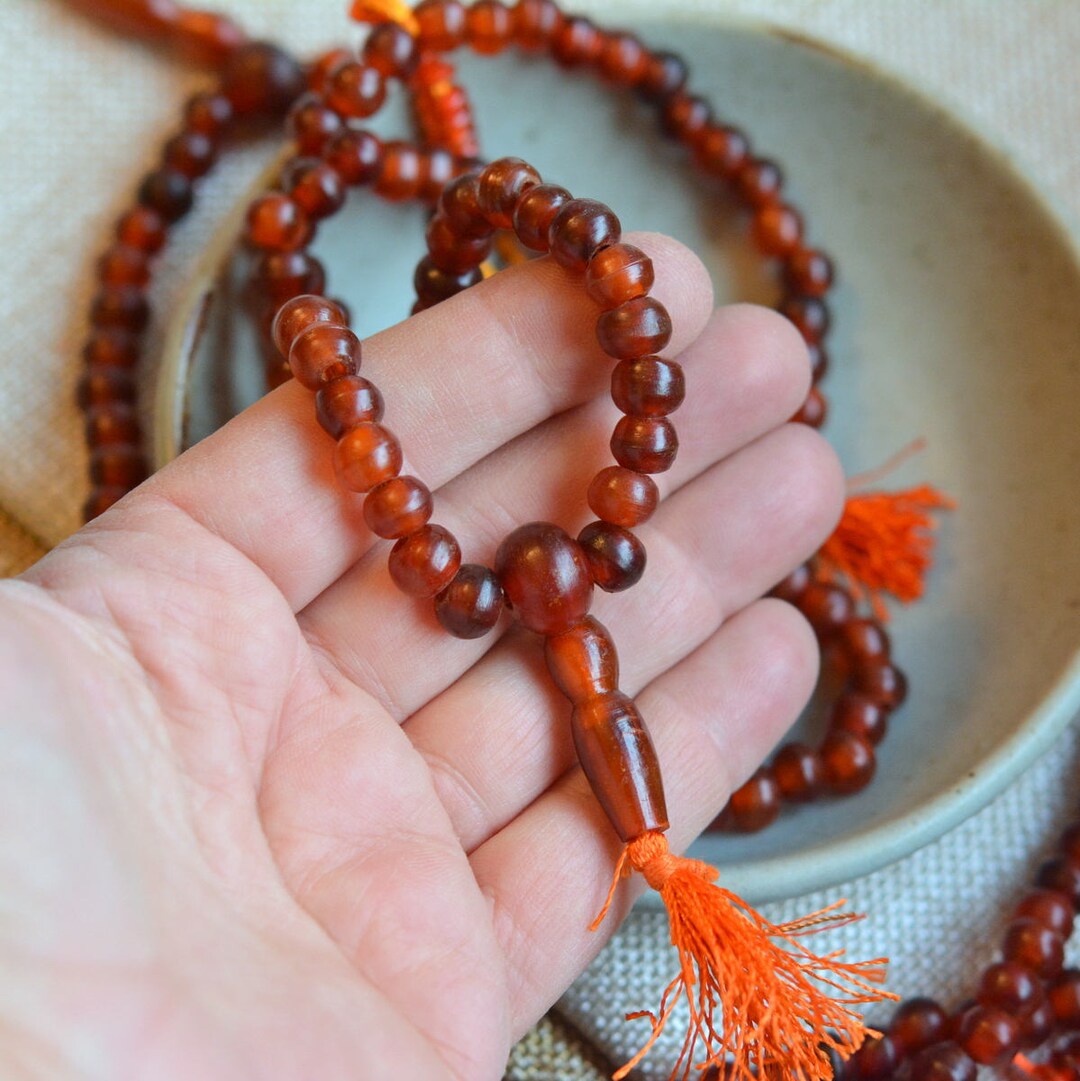 Buffalo Horn Beads, Red Horn Beads, 108 Beads, Horn Guru Bead, Tibetan ...