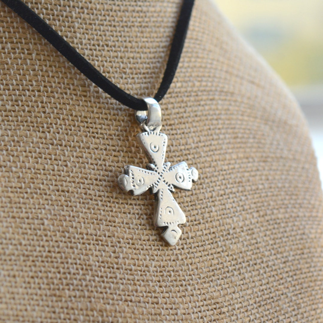 Ethiopian Cross Necklace, Sterling Silver Ethiopian Cross Pendant ...