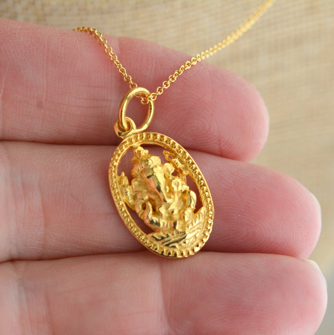 Gold Ganesh Necklace, Gold Ganesh Charm, Ganesh Jewelry, Elephant ...