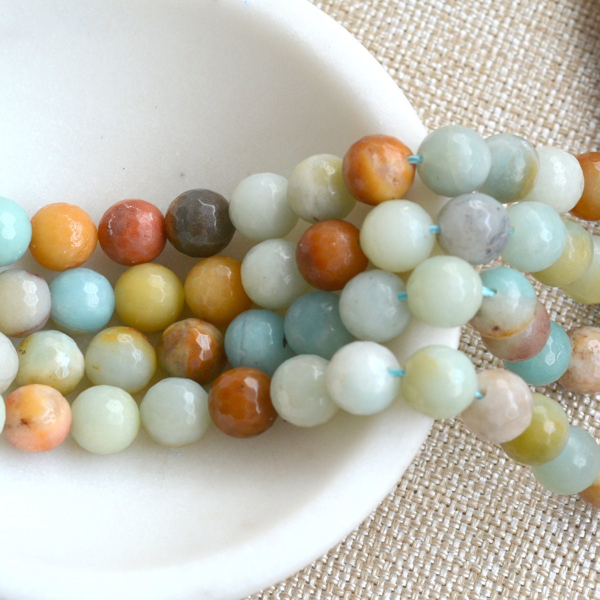 10mm Faceted Mixed Amazonite Beads Mixed Color Amazonite | Etsy