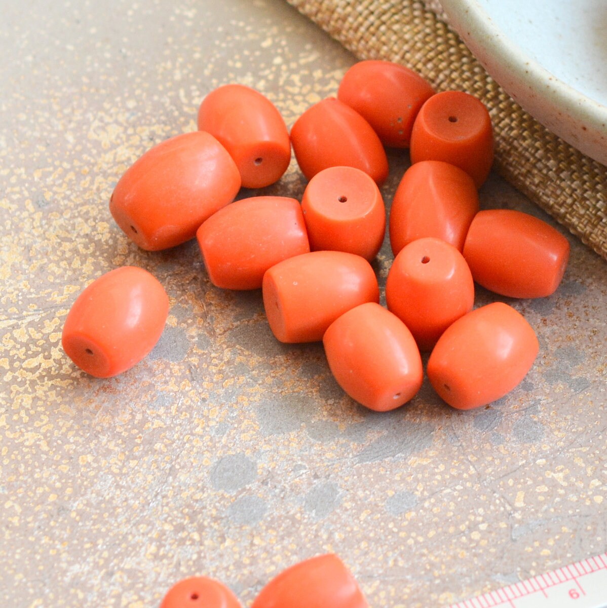 Tibetan Coral Resin Barrel Beads Coral Barrel Beads Resin | Etsy