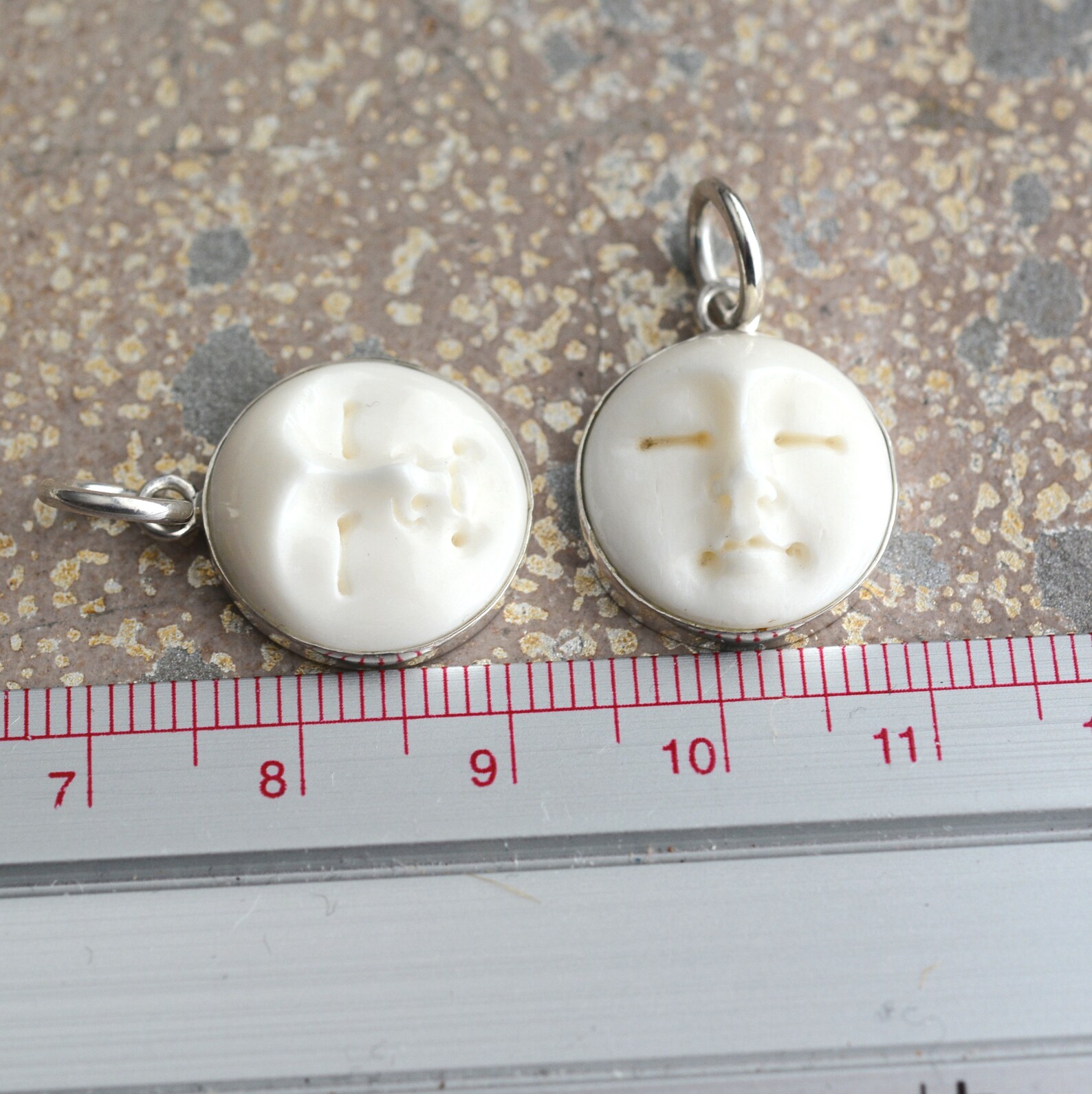 Hand Carved Bone Full Moon Face Pendant 15mm Handmade Bone - Etsy