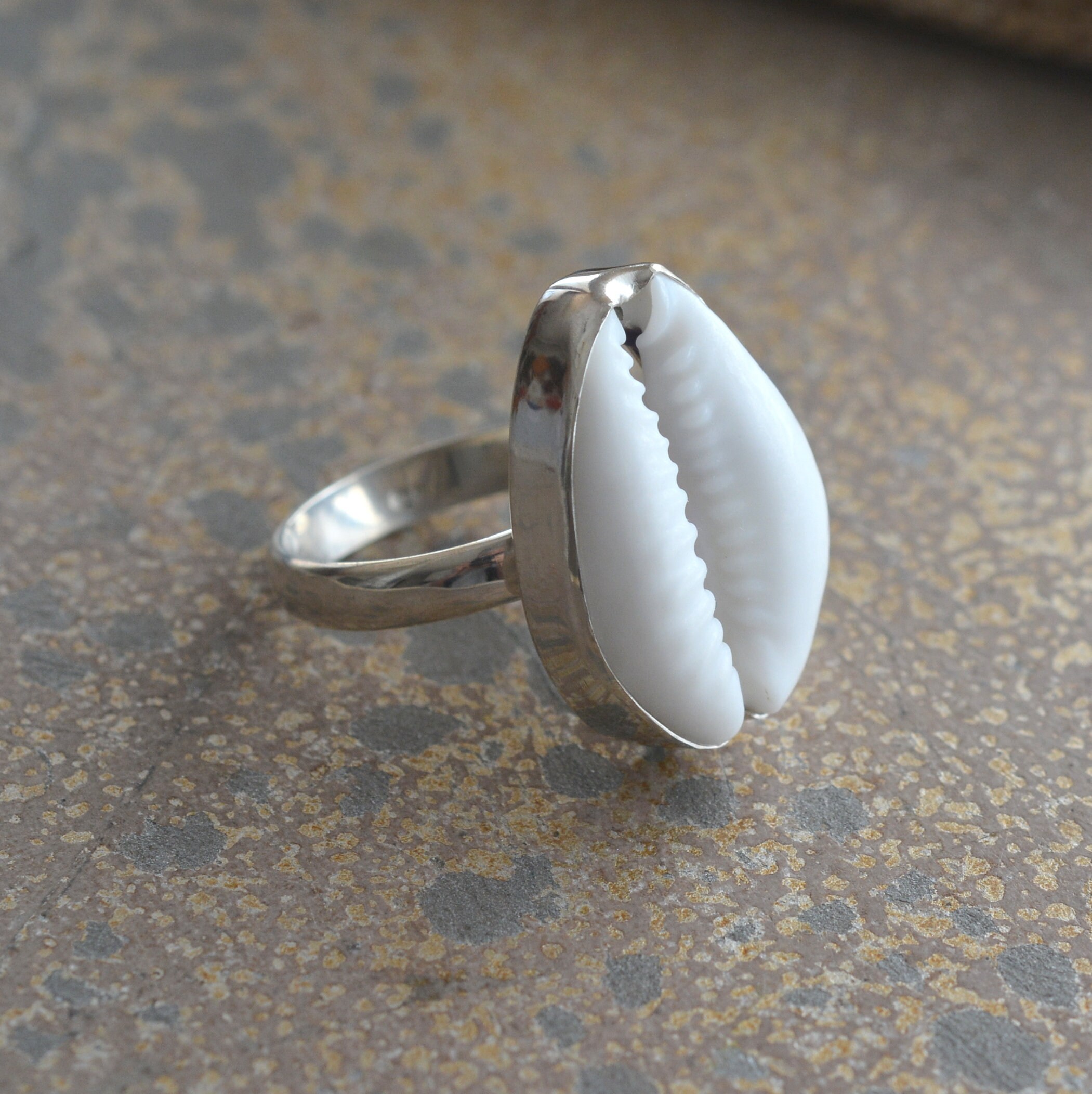 White Cowrie Shell Ring Cowry Shell Ring Beach Shell Ring | Etsy