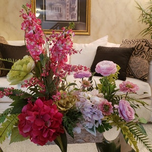 Lux Xtra Large Pink Silk Floral Arrangement, Year Round Flower ...