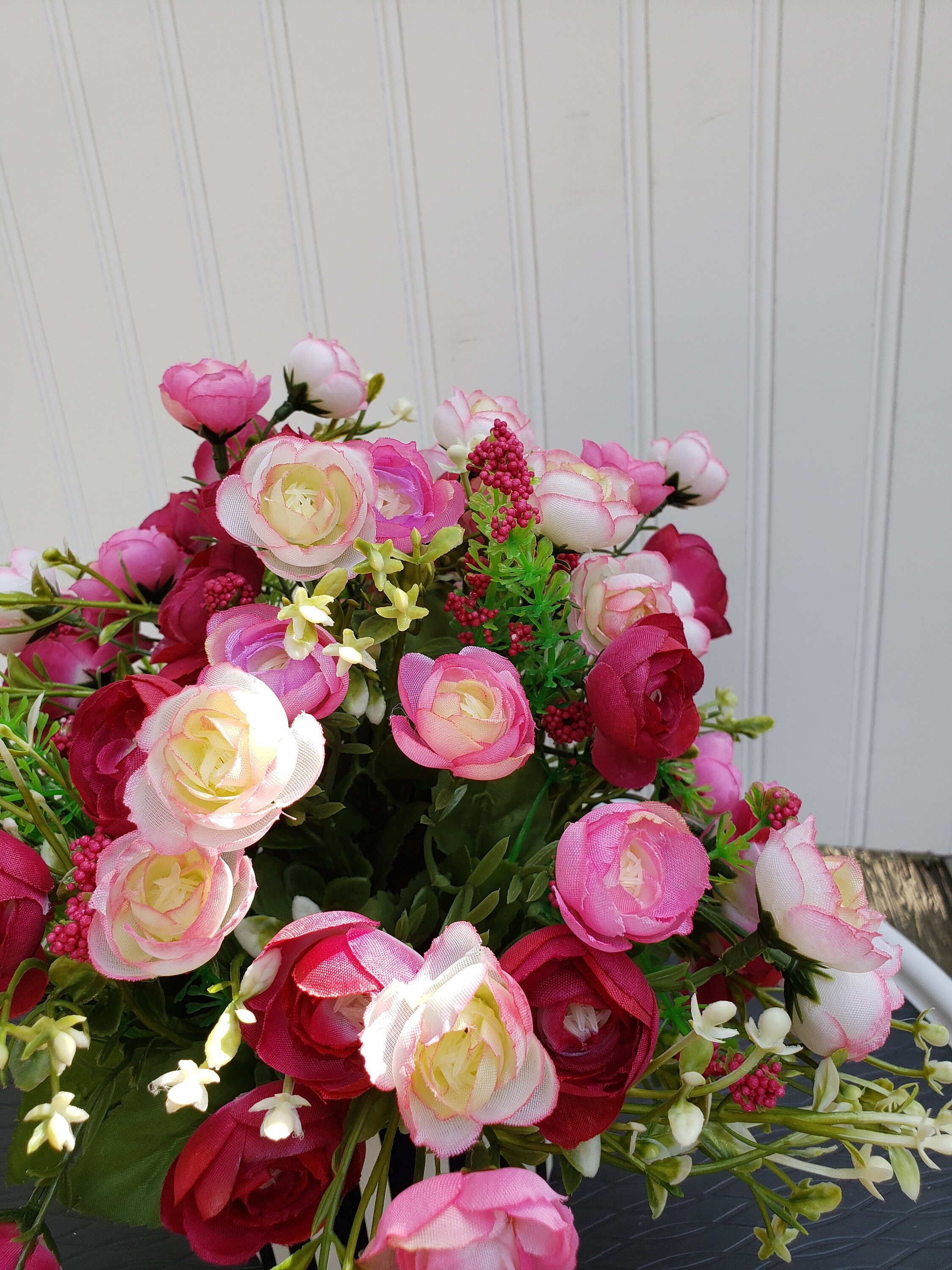 Small Table Arrangement Hot Pink and Burgundy Centerpiece - Etsy