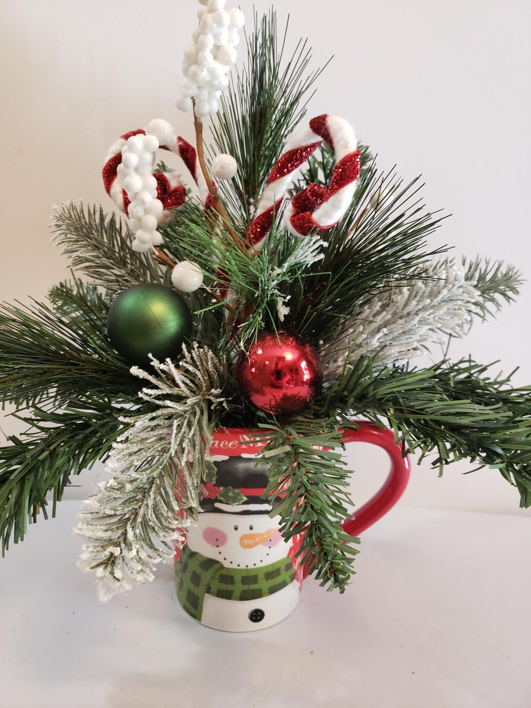Christmas Mug Floral Arrangement, Teacher Gift, Small Christmas Gift ...