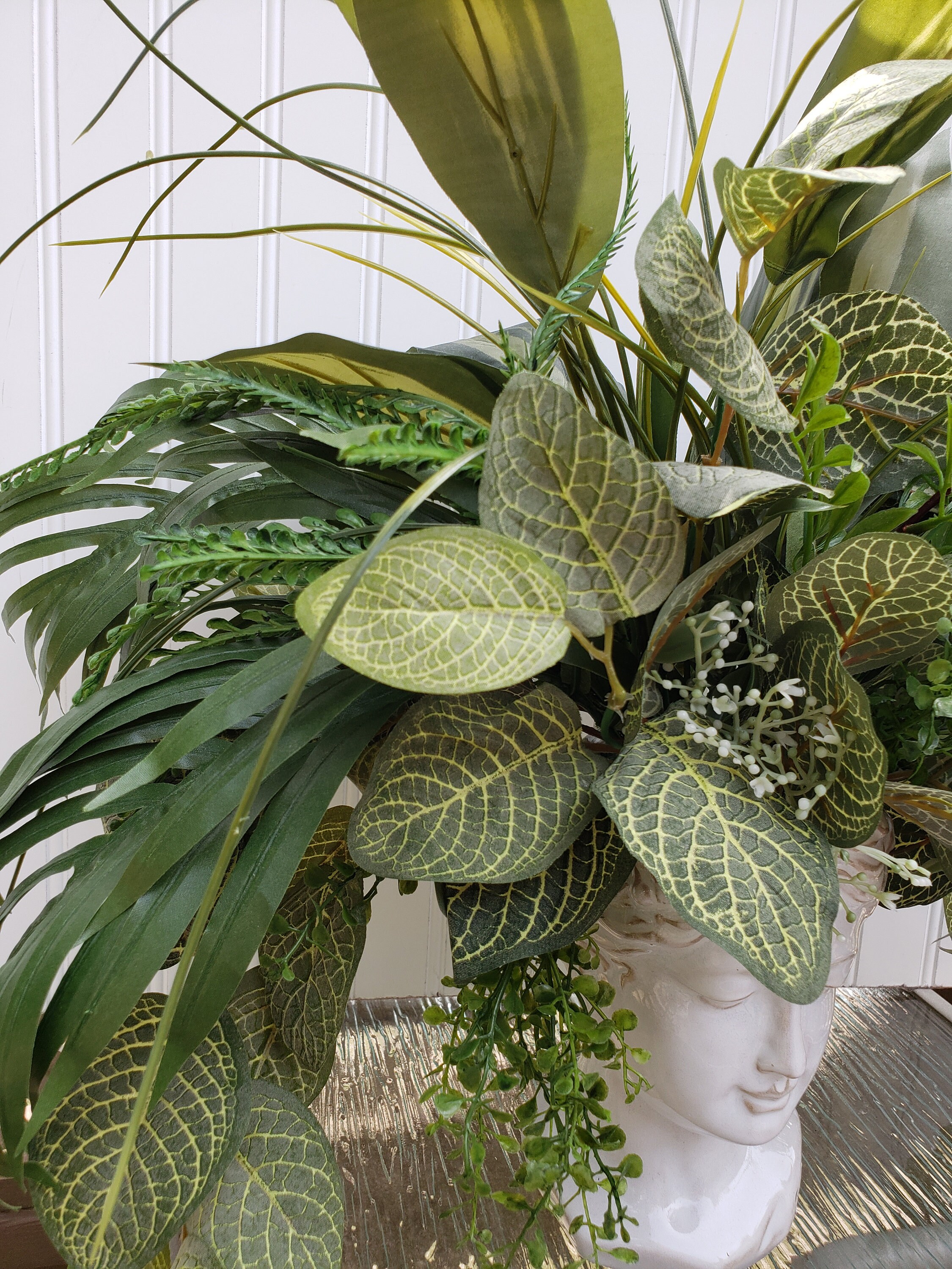 Greenery Arrangement, Goddess Bust Head Greenery Arrangement, Grecian Planter, Grecian Bust Pot ...